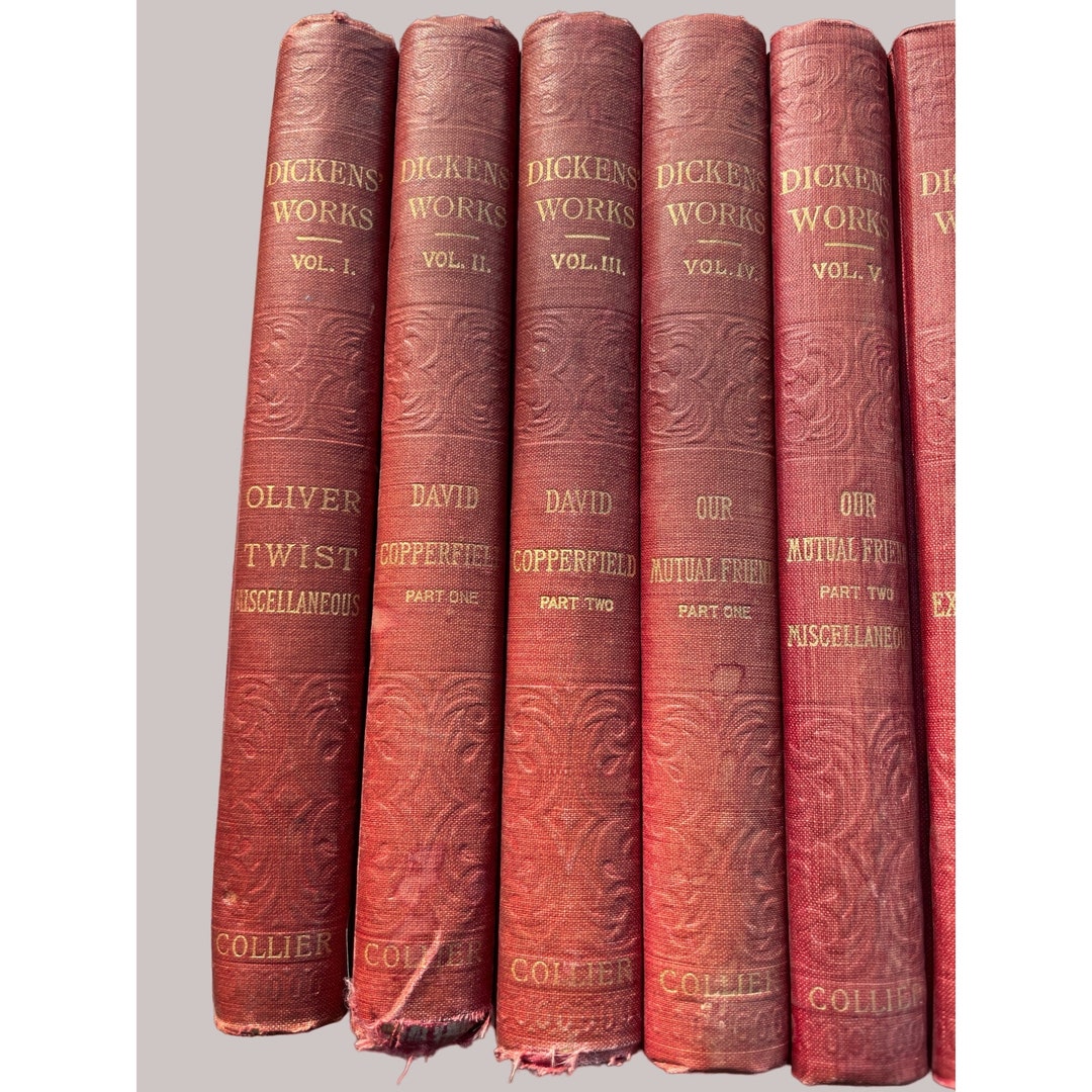 1900 Incomplete Set of Dickens Works by Collier Red Cloth Gold 26 ...