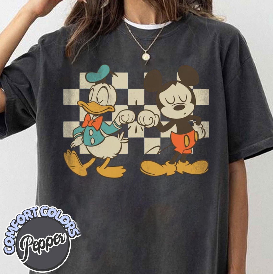 Vintage Checkered Mickey Donald Duck Shirt, Funny Mickey Donald Shirt ...