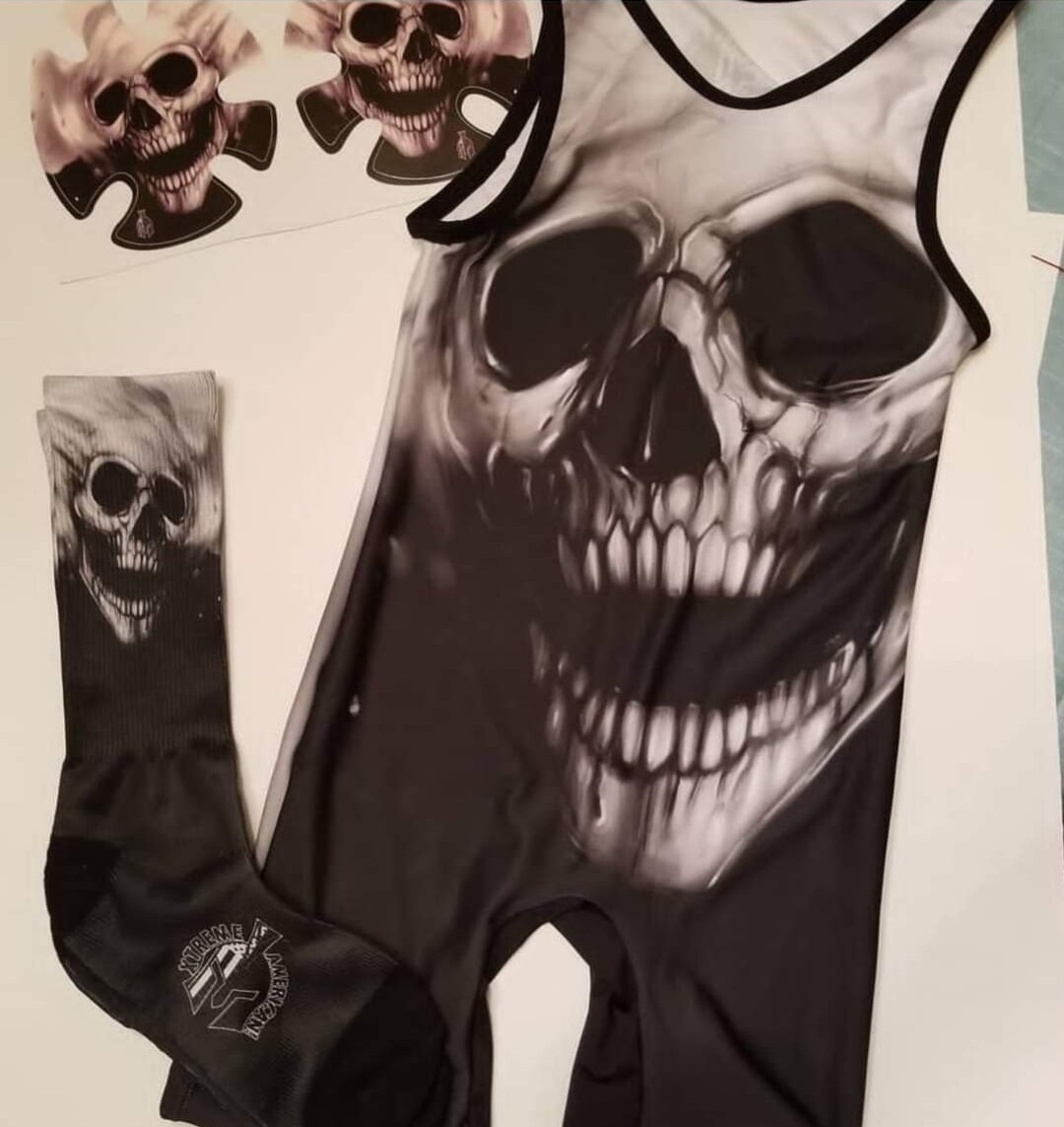 BW Skull Set Singlet. Skinz. Socks Wrestling - Etsy