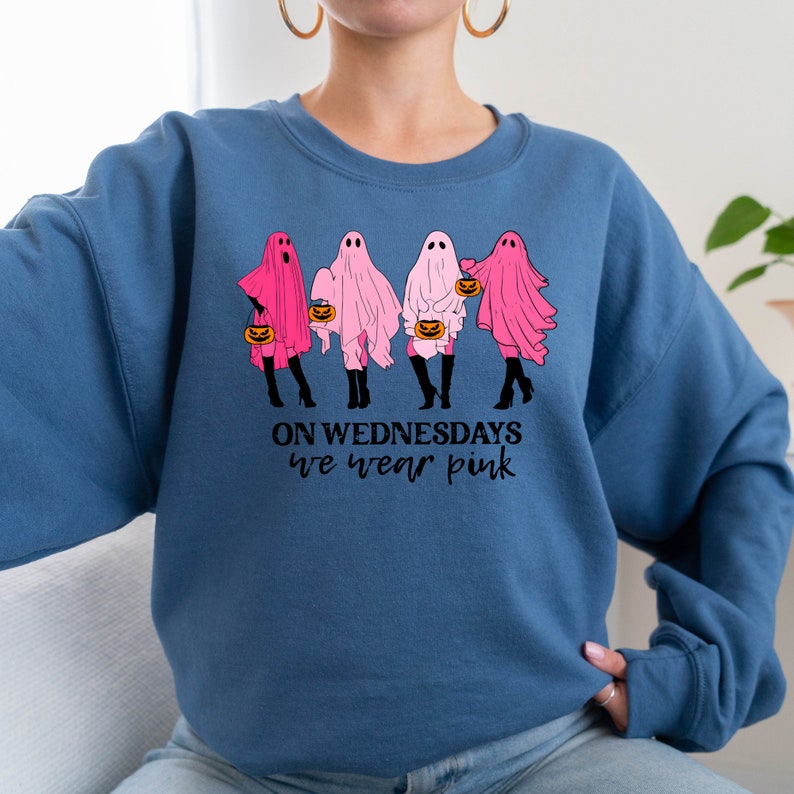 On Wednesday We Wear Pink Sweatshirt , Pink Ghosts Shirt , Ghost Girls ...