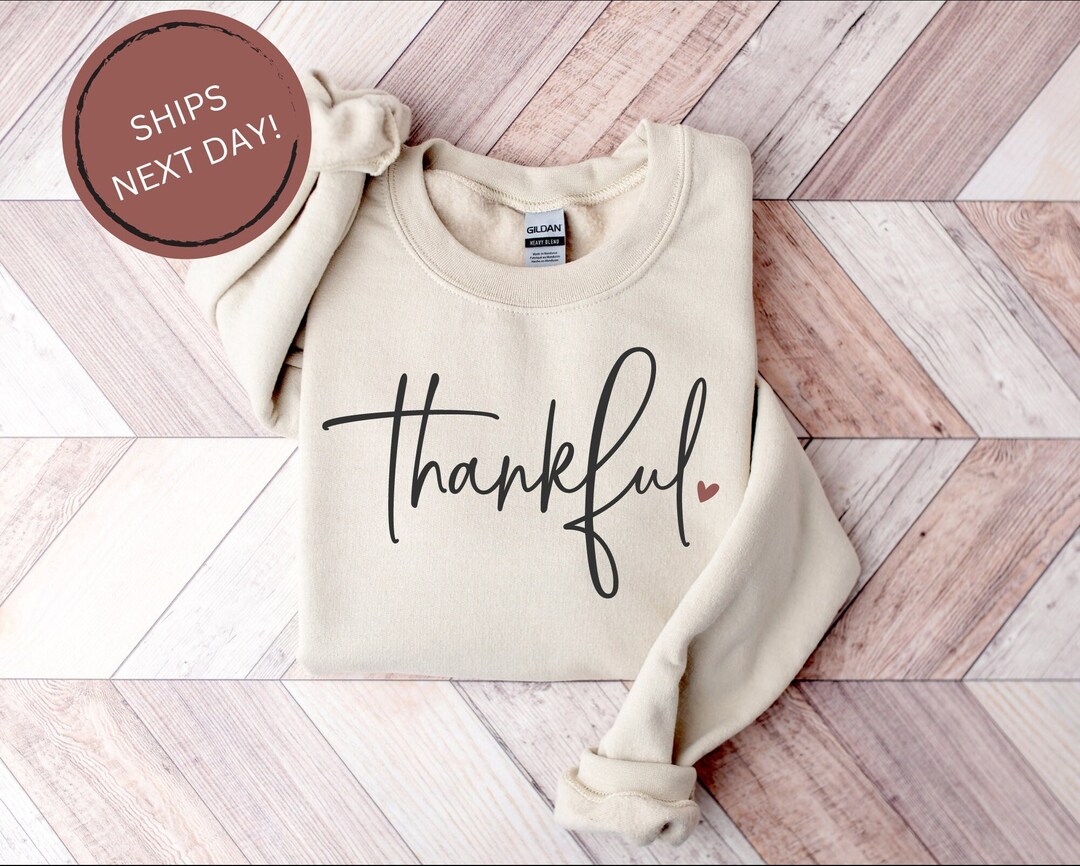 Thankful Sweatshirt, Retro Cute Fall Sweater, Vintage Thankful, Trendy ...