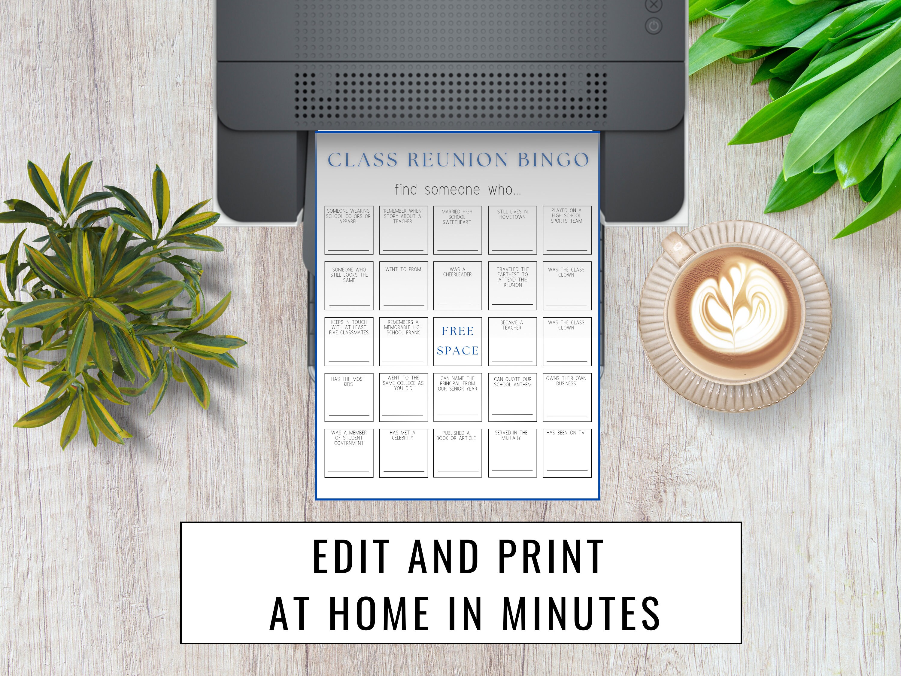 Bingo Class Reunion, Class Reunion Icebreaker, Icebreaker Bingo ...