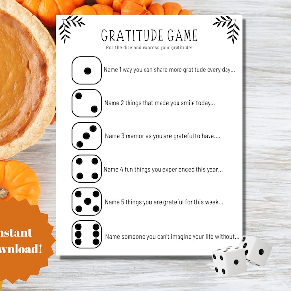 Gratitude Dice Game - Etsy