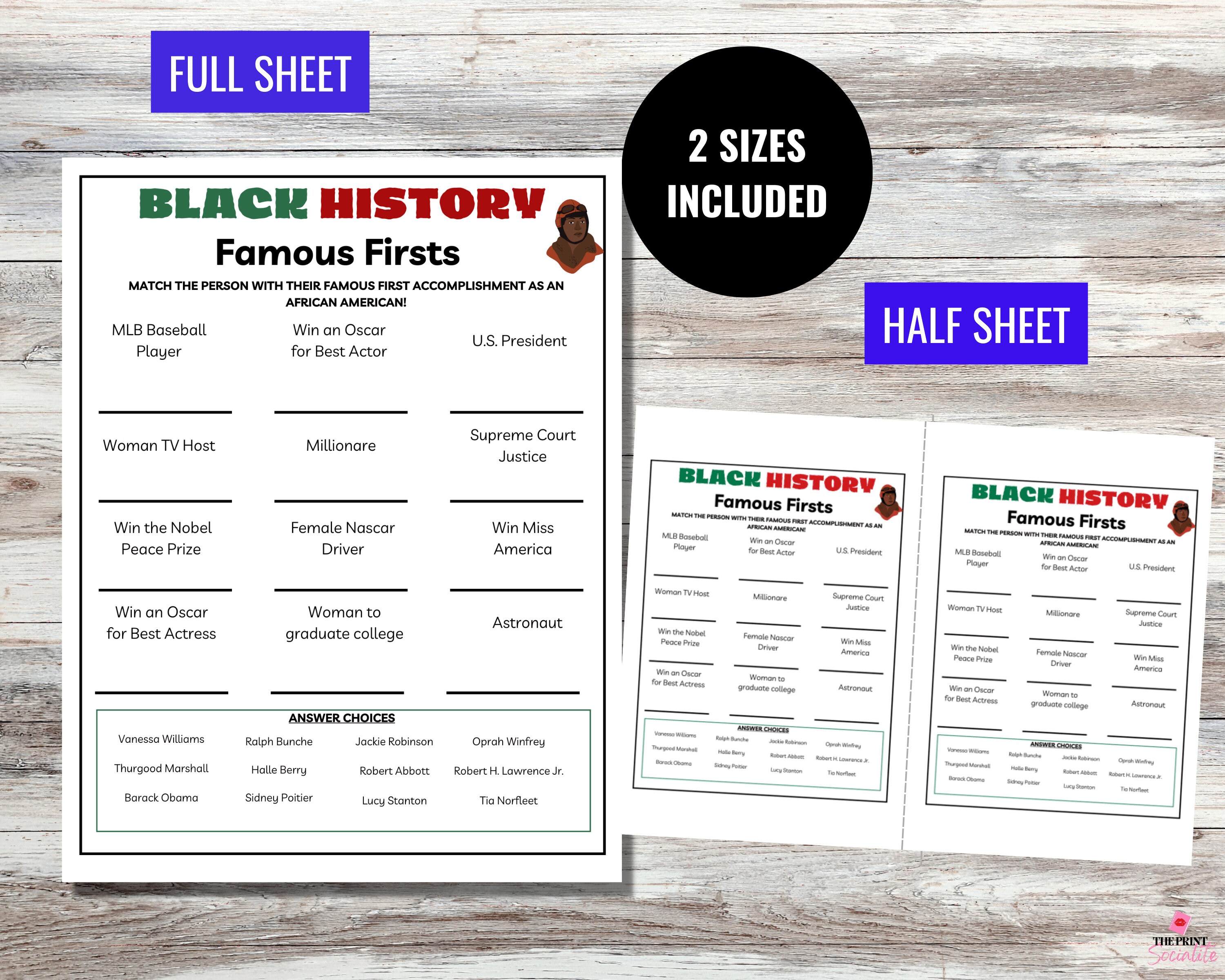 Famous Firsts Printable, Black History Game, Black History Month ...