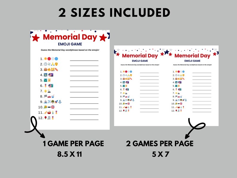Memorial Day Emoji Game, Memorial Day Party Games, BBQ Cookout Games ...