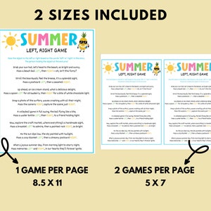 Summer Left Right Game, Summer Pass the Prize, Printable Summer Games ...