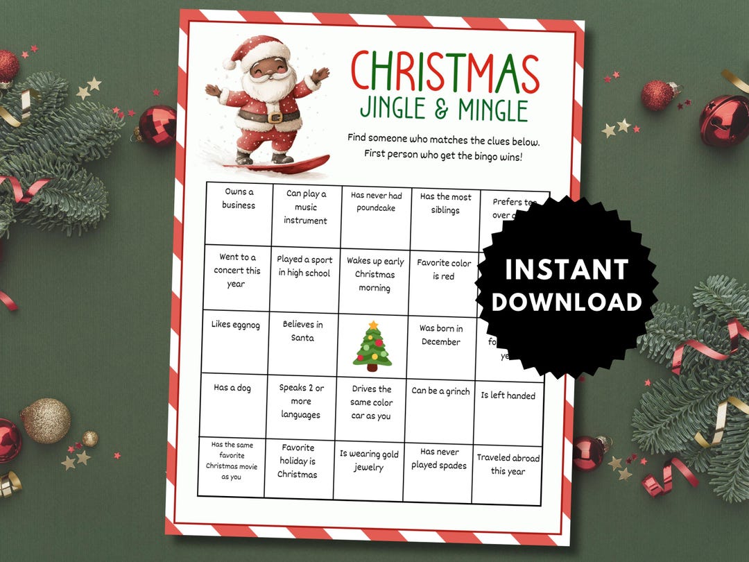 Jingle and Mingle Bingo, Christmas Party Game, Christmas Icebreaker ...
