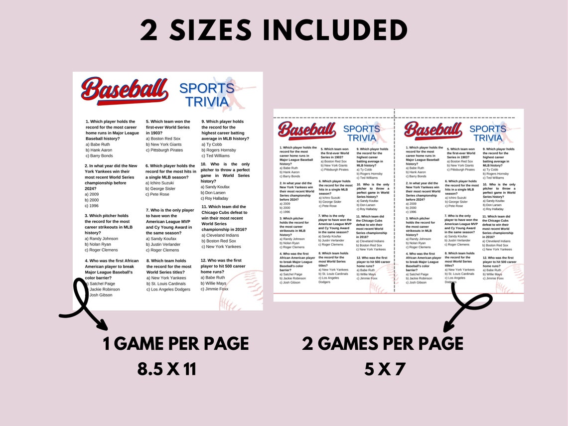 6 Baseball Party Games Bundle, Printable Baseball Team Activity ...