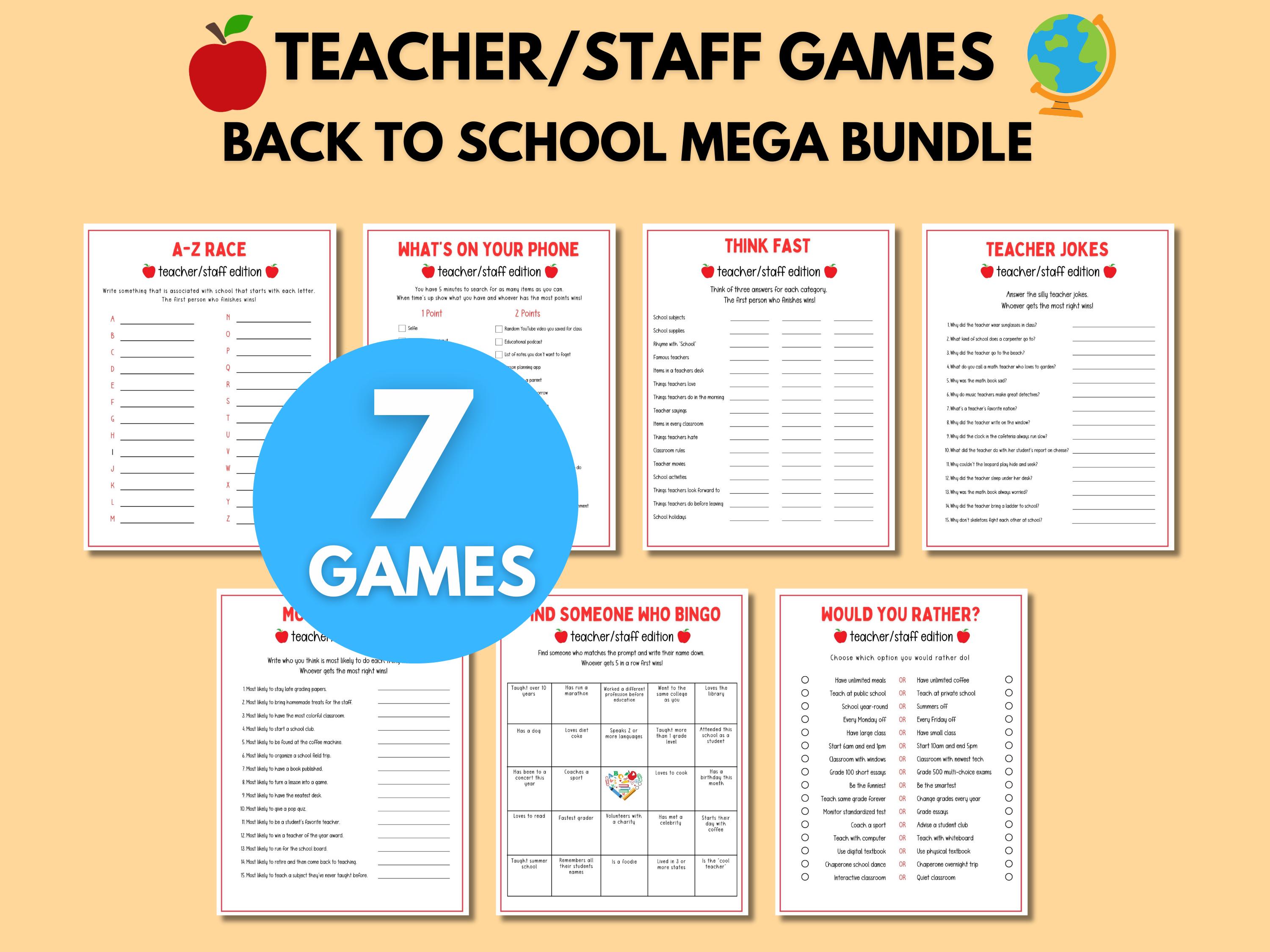 Teacher Staff Games, Games for Teacher Staff Meetings, Teacher Back to ...
