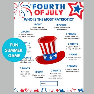 Who is the Most Patriotic, July 4th Party Game, 4th of July Activities ...