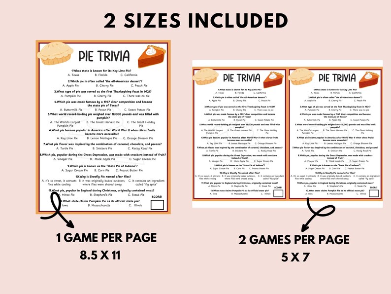 Pie Trivia, Dessert Trivia, Food Trivia, Pi Day Game, Pie Day Trivia ...