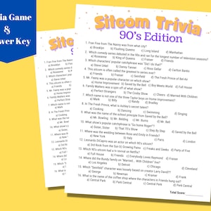 90's Sitcom Trivia Game, Printable Party Game, Back to the Nineties ...