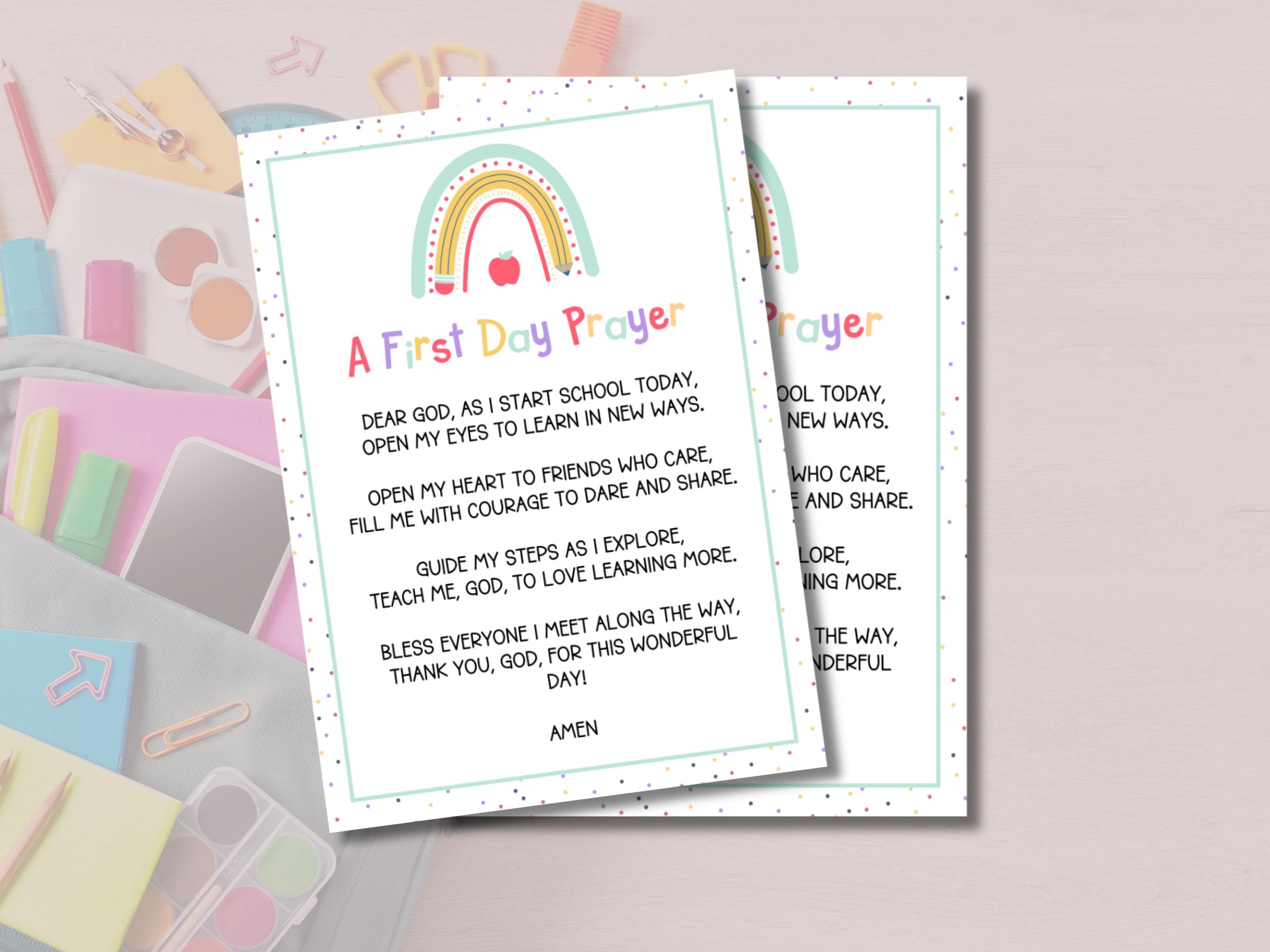 First Day of School Prayer Tag, Back to School Blessing Kit, Backpack ...