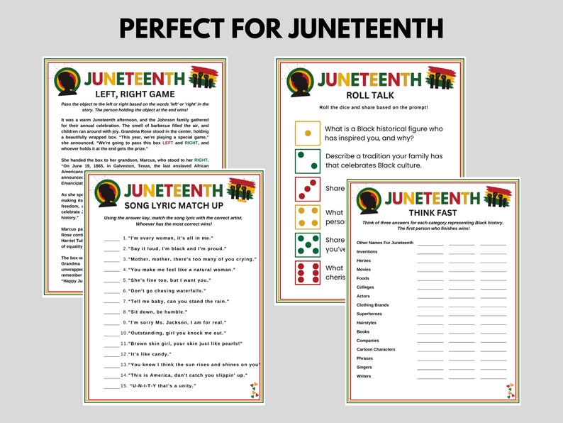 Juneteenth Games, Printable Juneteenth Game Bundle, Juneteenth Trivia ...
