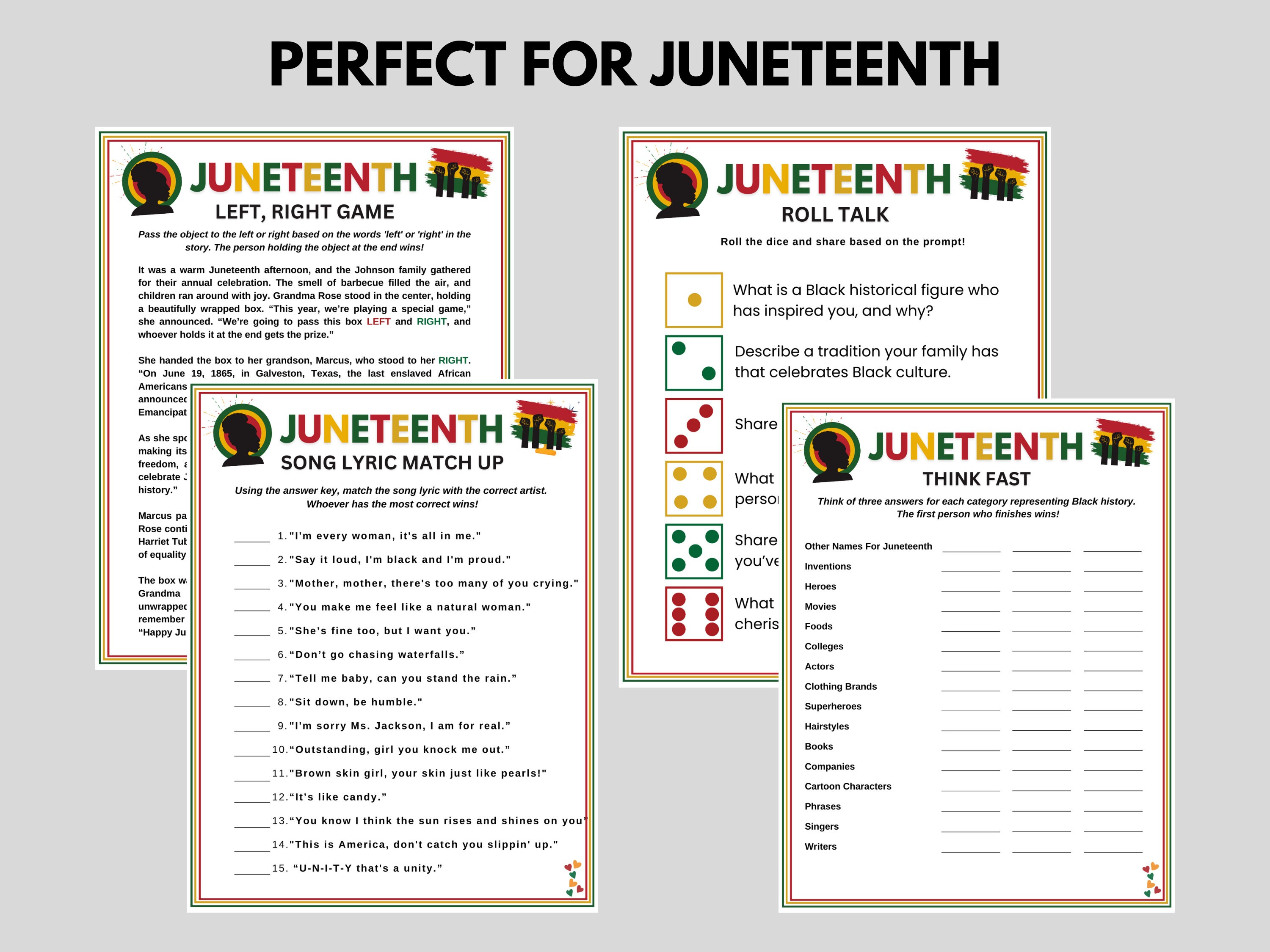 Juneteenth Games, Printable Juneteenth Game Bundle, Juneteenth Trivia ...
