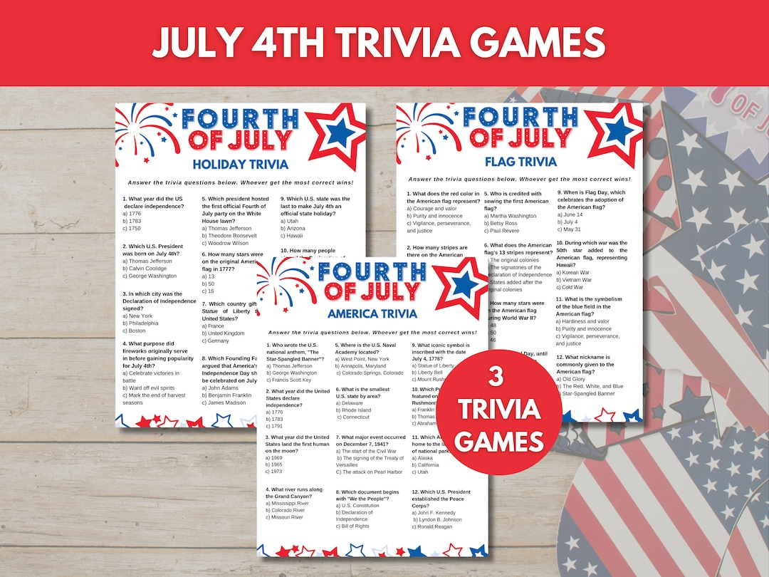 July 4th Trivia Games, 4th of July Activities, America Trivia, Flag ...