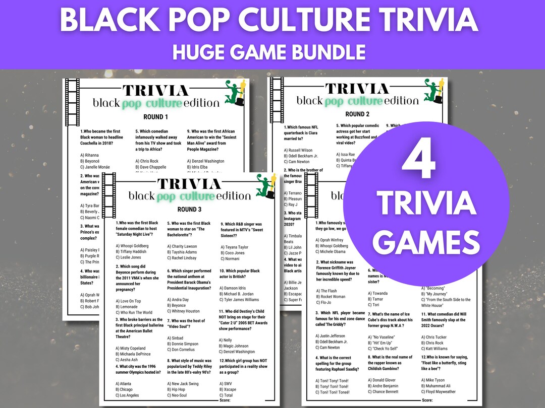 Black Pop Culture Trivia, Black Trivia, African American Party Games ...