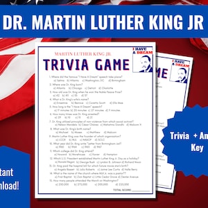 MLK Trivia, Martin Luther King Jr Trivia, Printable Game, Classroom ...