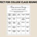 Class Reunion Bingo, Class Reunion Games, Class Reunion Icebreaker ...