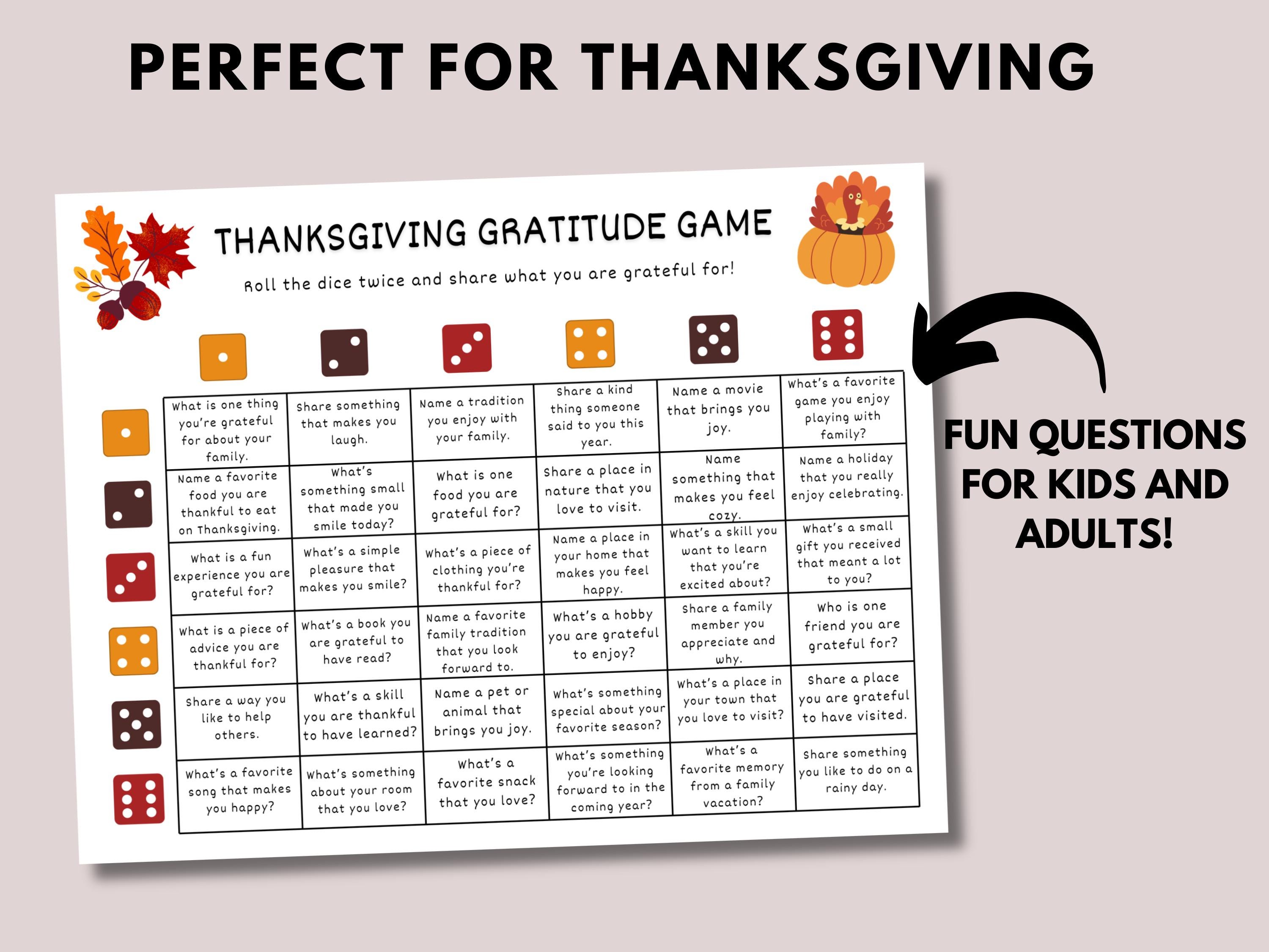 Thanksgiving Gratitude Dice Game, Thanksgiving Gratitude Game ...