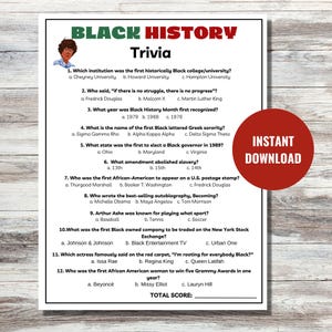 Black History Trivia, Black History Month Game, Black Culture Activity ...