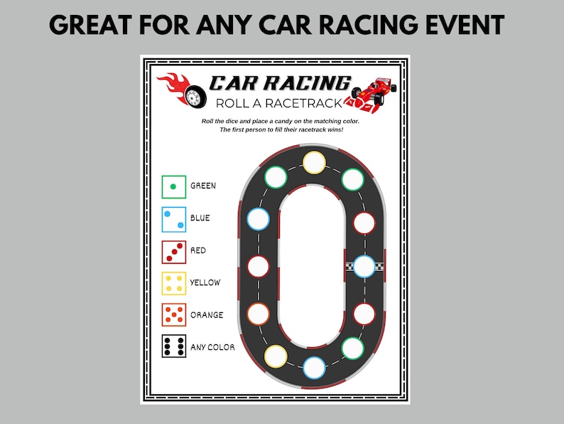 Roll A Racetrack, Car Racing Kids Activity, Motorsports Party Game ...