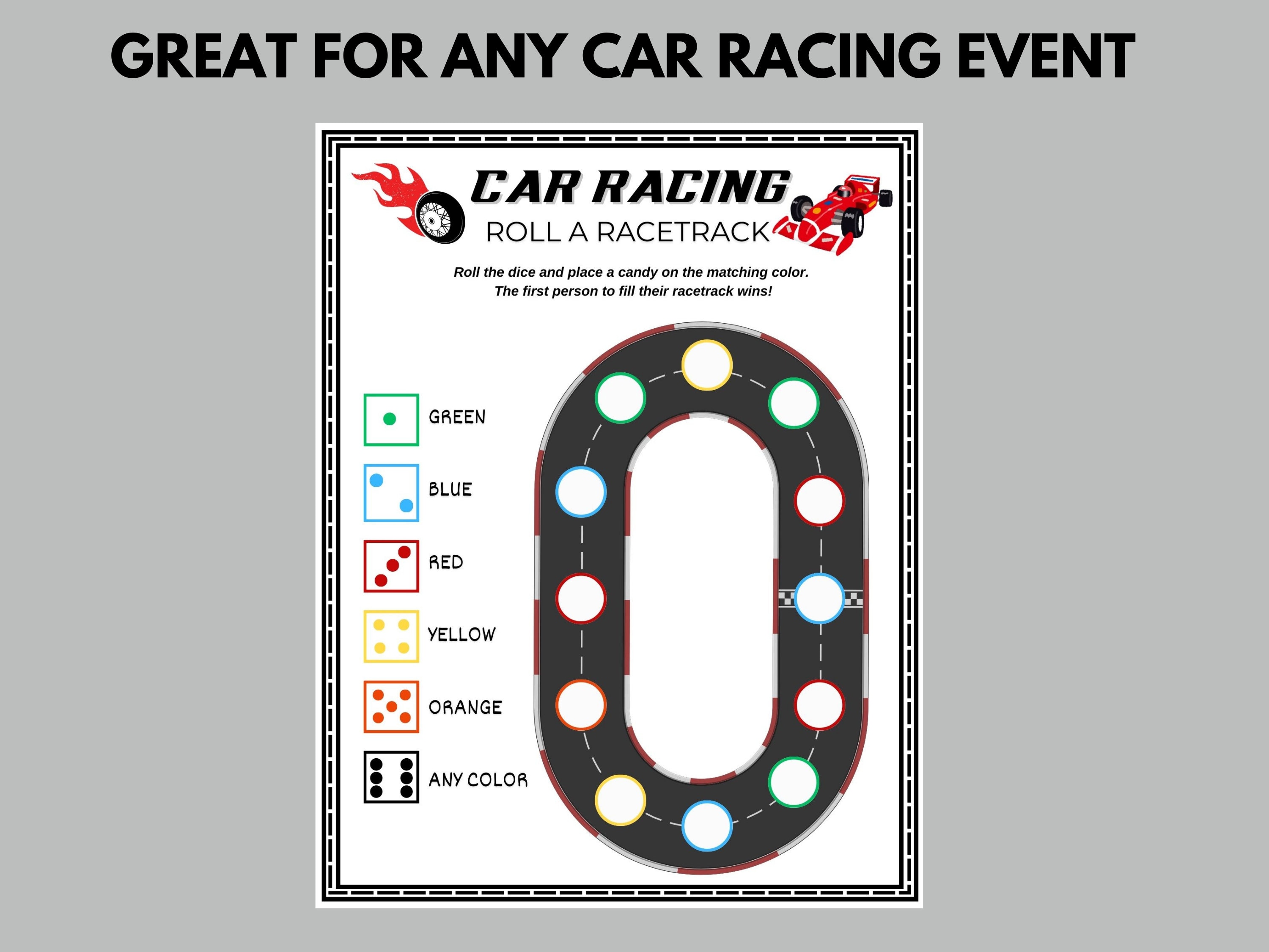 Roll A Racetrack, Car Racing Kids Activity, Motorsports Party Game ...