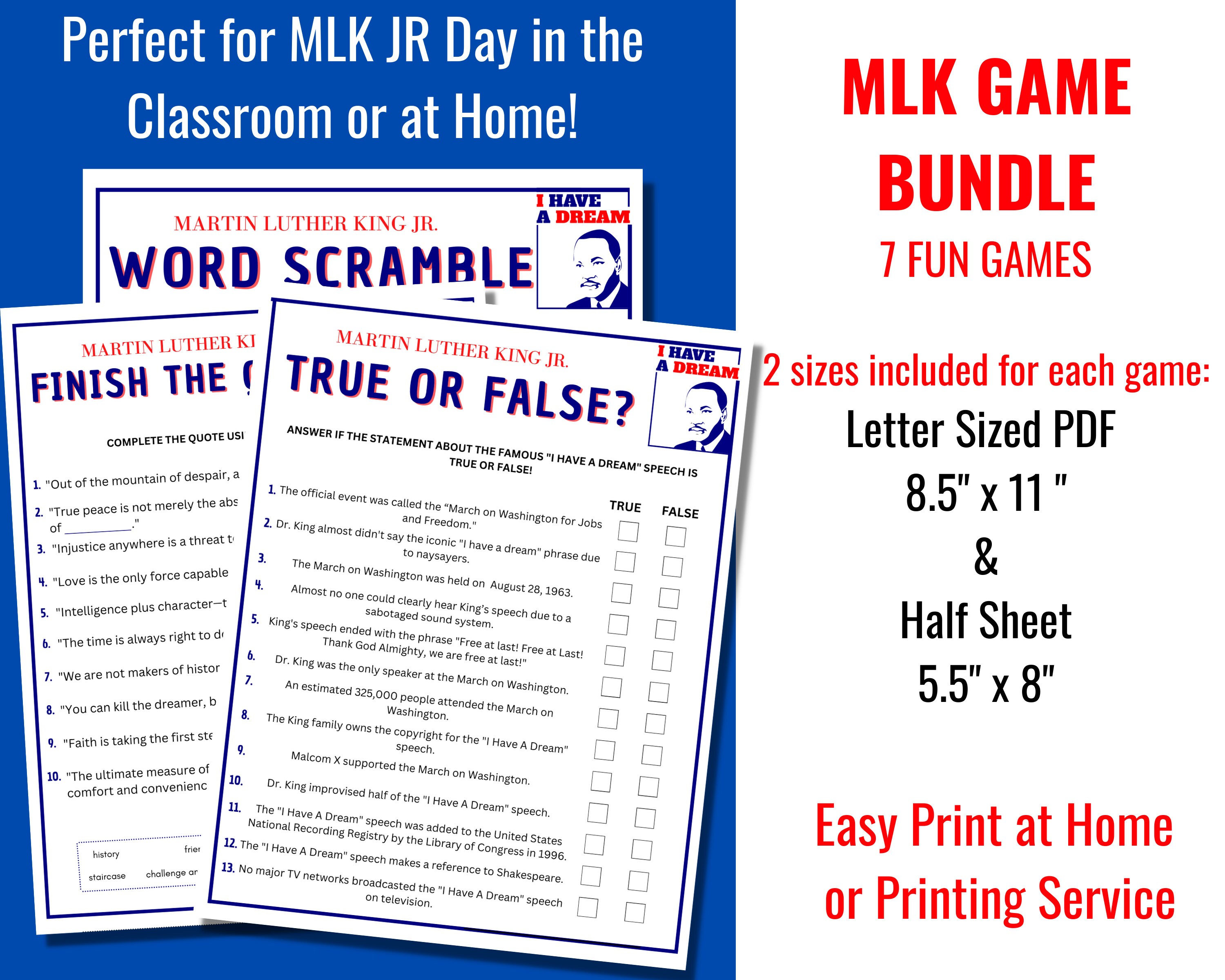 Martin Luther King Activities Game Bundle, MLK Activities, MLK Day, MLK ...