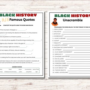Black History Game Bundle, Black History Month Printable, African ...