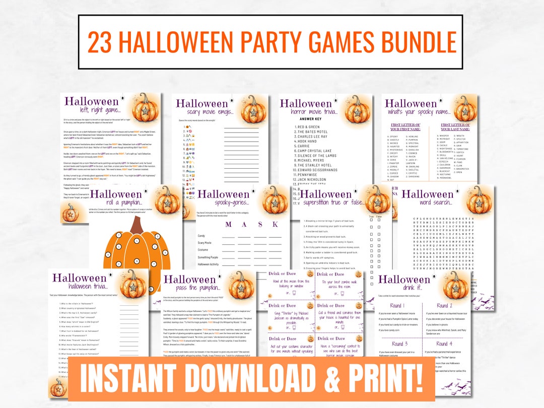 Halloween Party Games Bundle, Simple Halloween Party Games, Halloween ...
