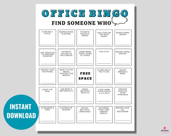 Getting to Know your co-workers! Bingo Cards to Download, Print and ...
