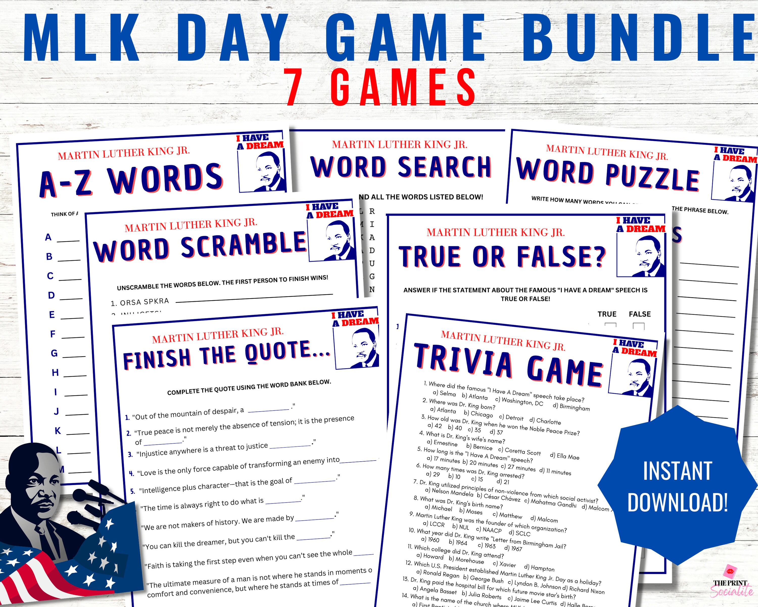 Martin Luther King Activities Game Bundle, MLK Activities, MLK Day, MLK ...