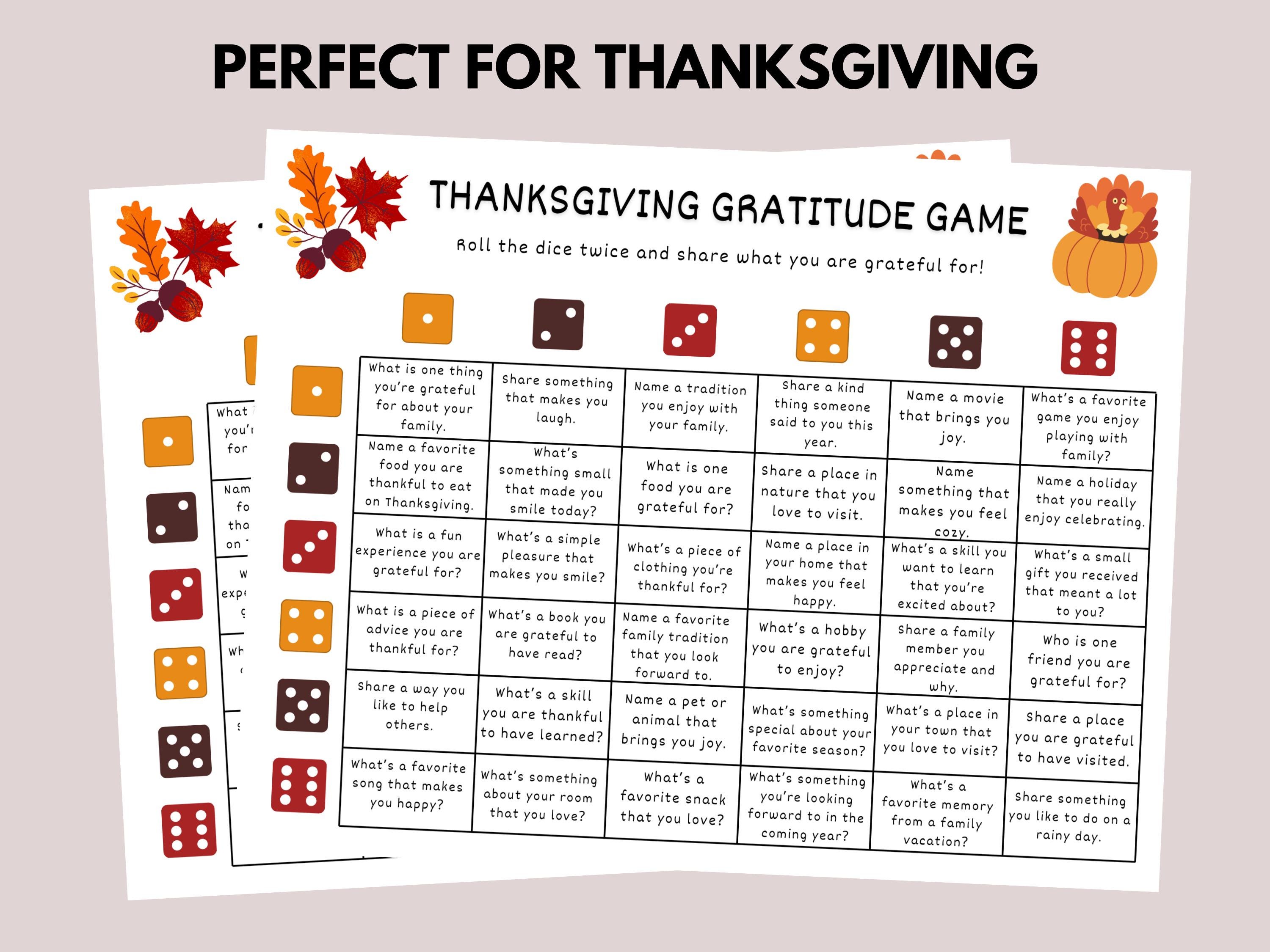 Thanksgiving Gratitude Dice Game, Thanksgiving Gratitude Game ...