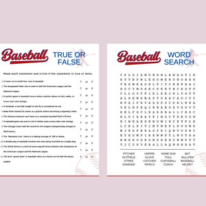 6 Baseball Party Games Bundle, Printable Baseball Team Activity ...