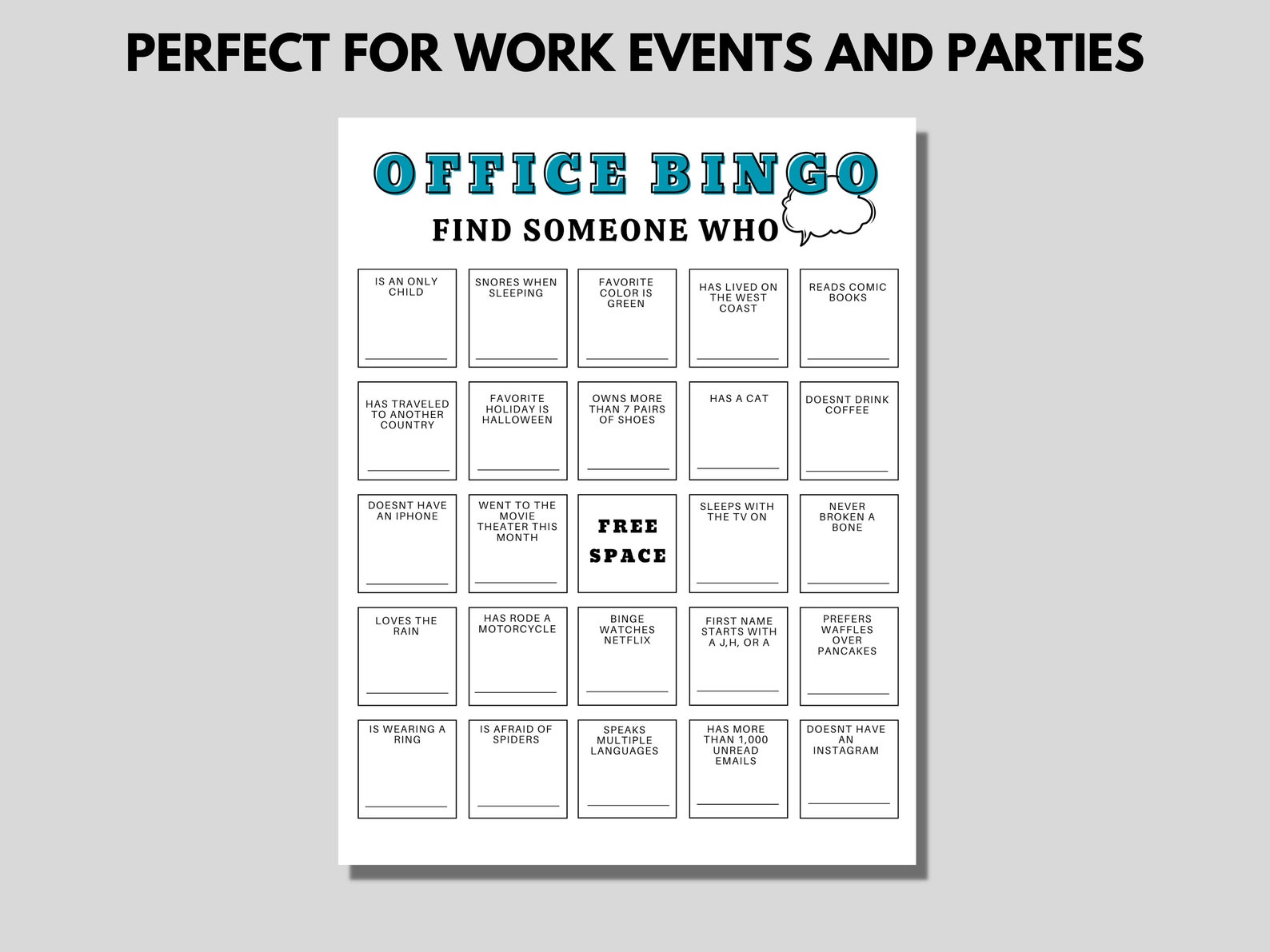 Editable Work Bingo Template, Coworker Bingo , Office Icebreaker ...