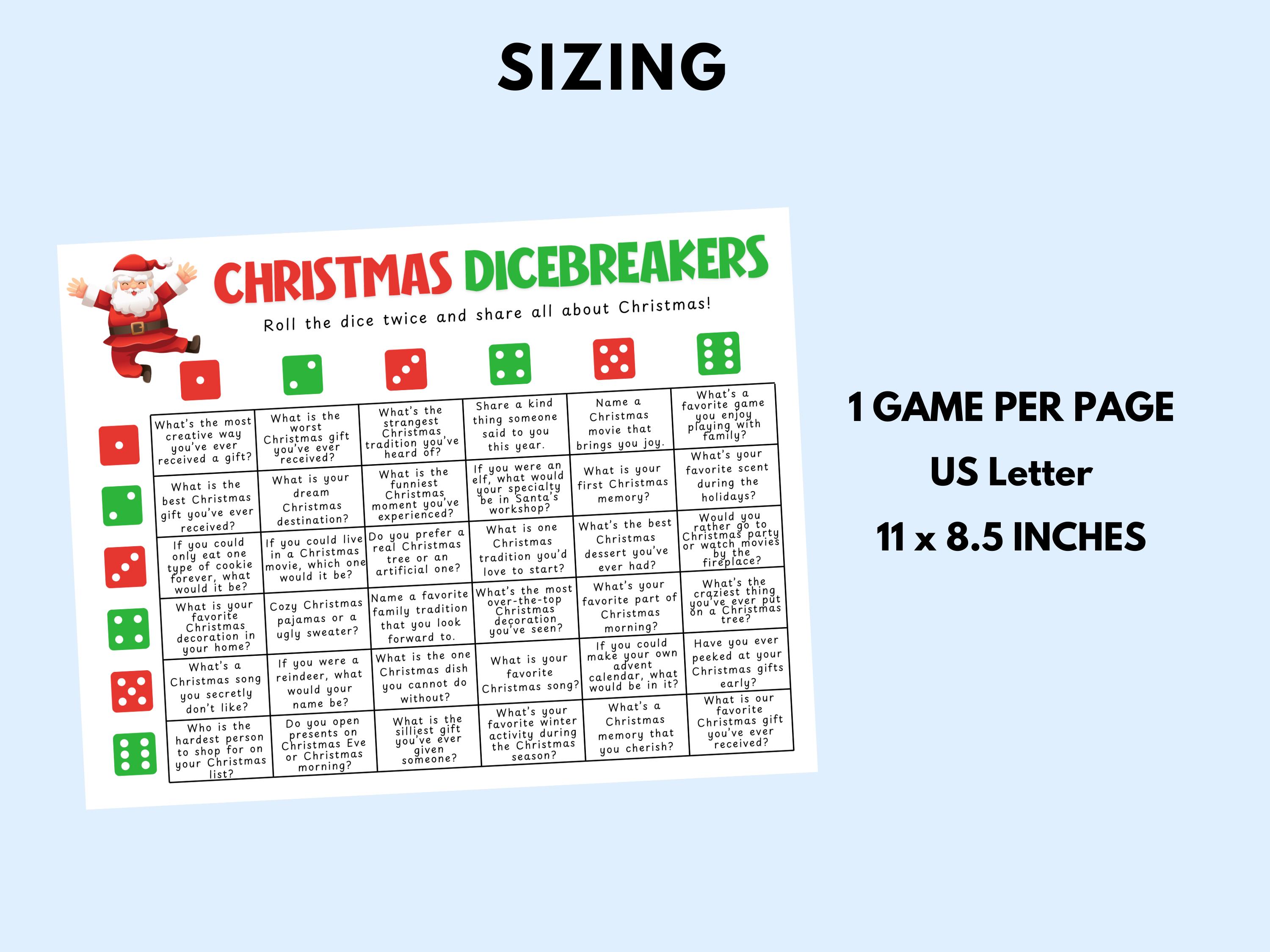 Christmas Icebreaker, Christmas Dice Game, Christmas Table Talk ...