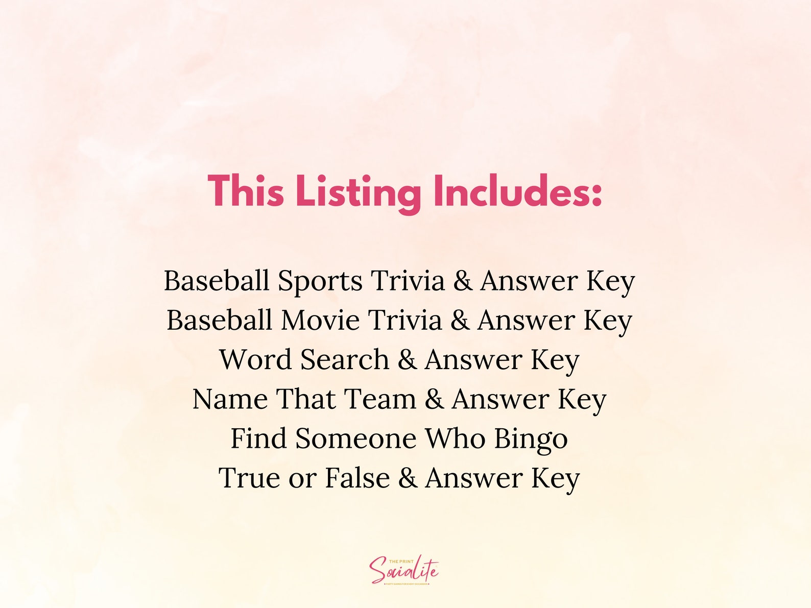 6 Baseball Party Games Bundle, Printable Baseball Team Activity ...