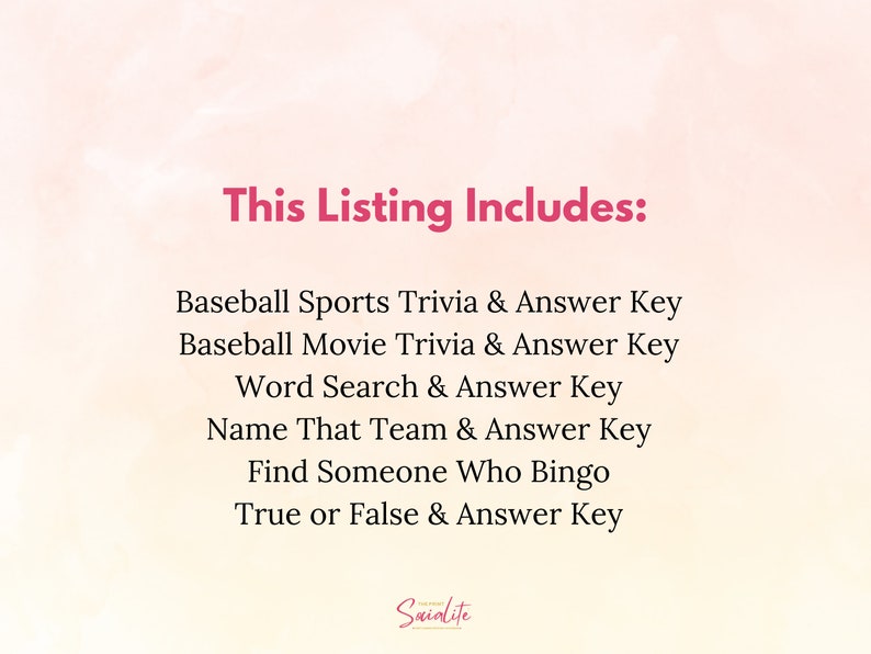 6 Baseball Party Games Bundle, Printable Baseball Team Activity ...