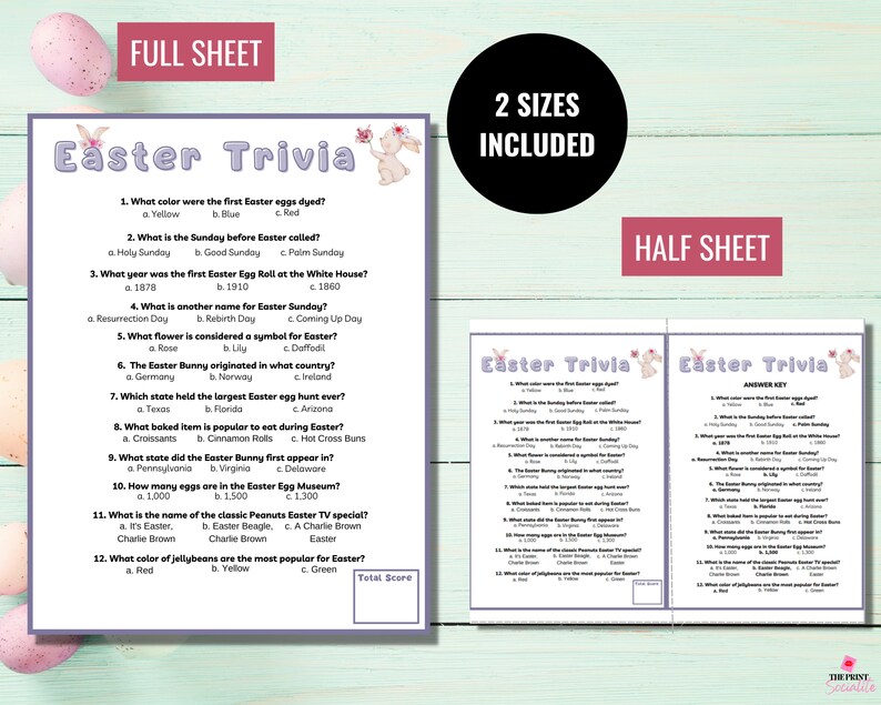 Easter Game, Easter Printable Trivia, Easter Family Activity, Kid ...