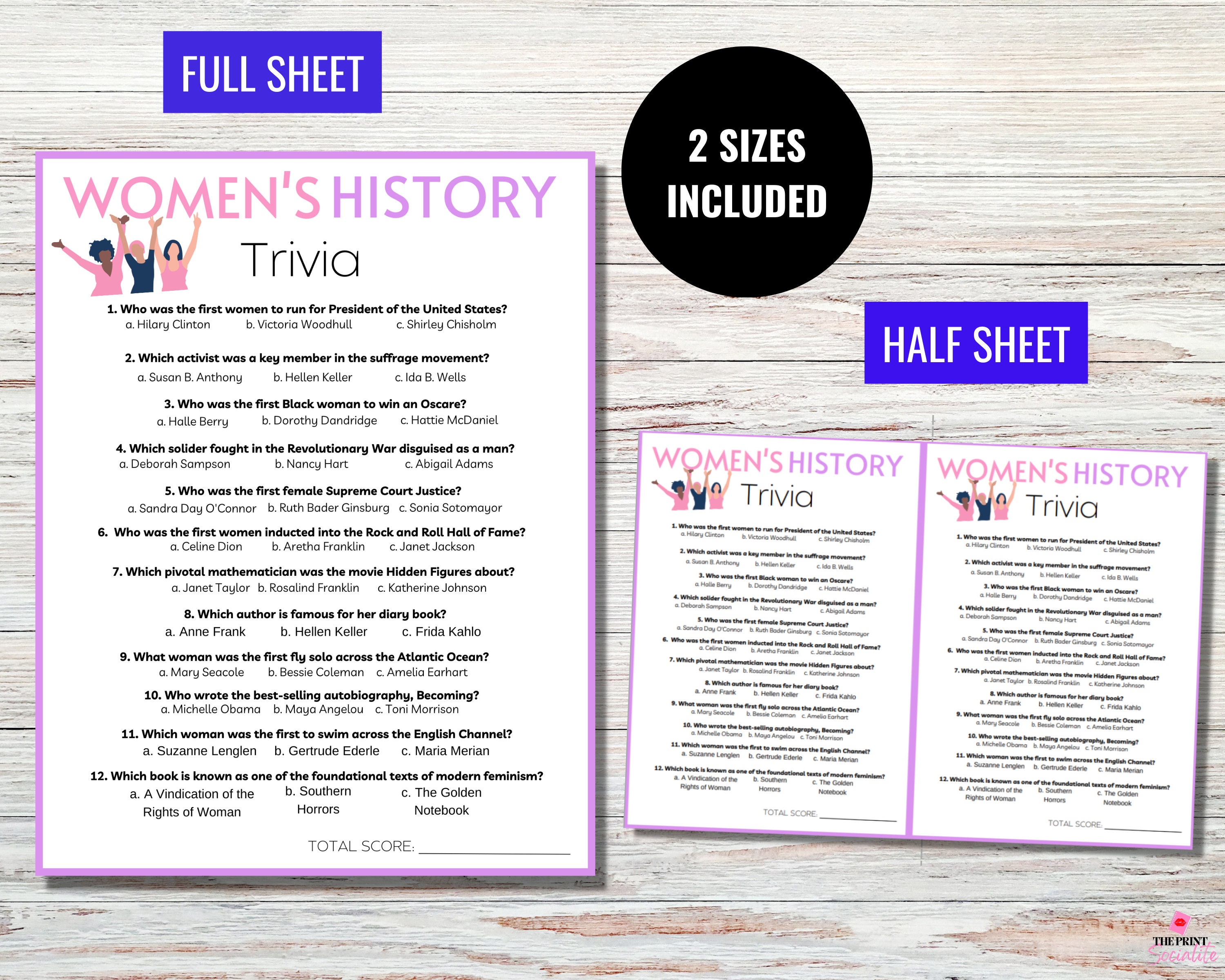 Women's History Trivia, Women's History Month Game, International Women ...