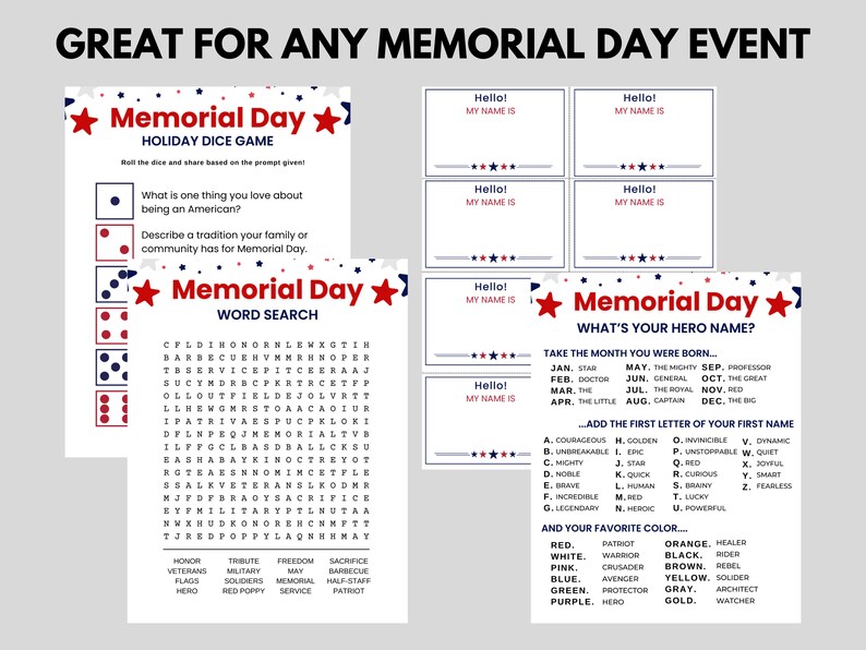Memorial Day Games Mega Bundle, America Trivia, BBQ Party Games ...