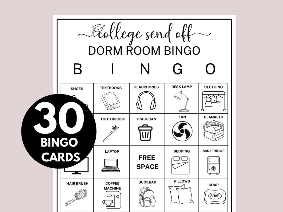 College Trunk Party Bingo, Going Away College Bingo, College Going Away ...