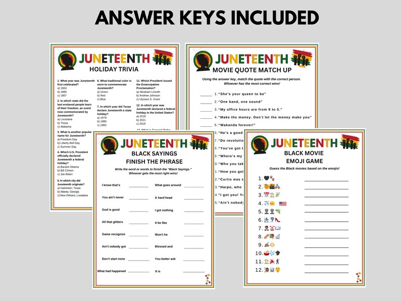 Juneteenth Games Mega Bundle, Printable Juneteenth Games, Juneteenth ...