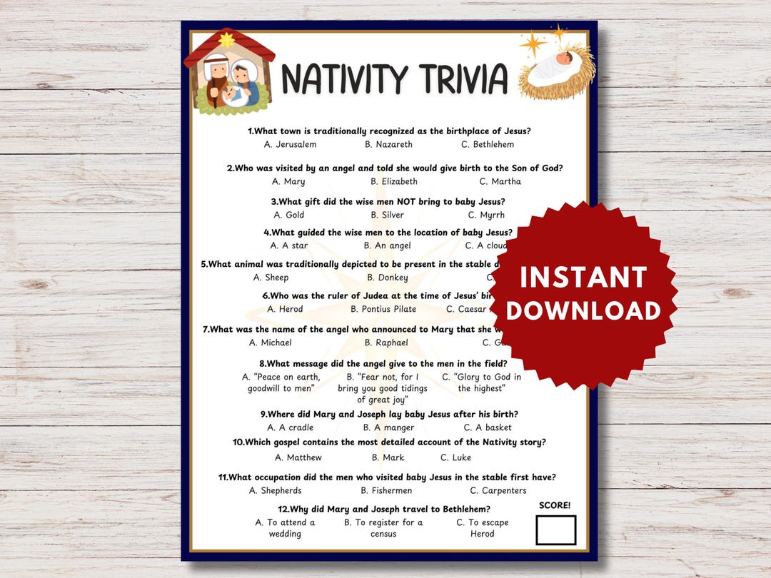 Christmas Nativity Trivia, Nativity Trivia, Jesus Nativity Game ...