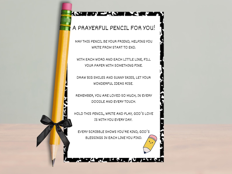 Pencil Prayer, Back to School Prayer Pencil, Pencil Prayer Cards ...