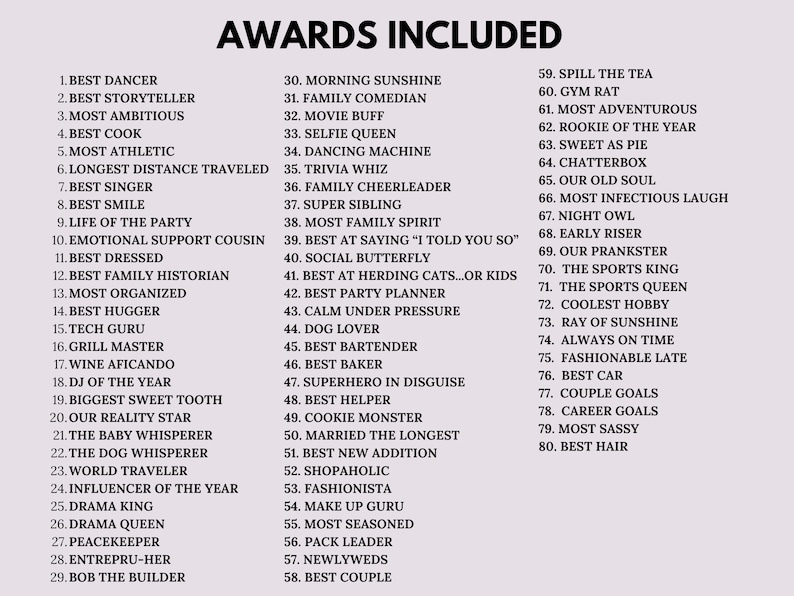 80 Editable Family Reunion Awards Certificates, Family Reunion Awards ...