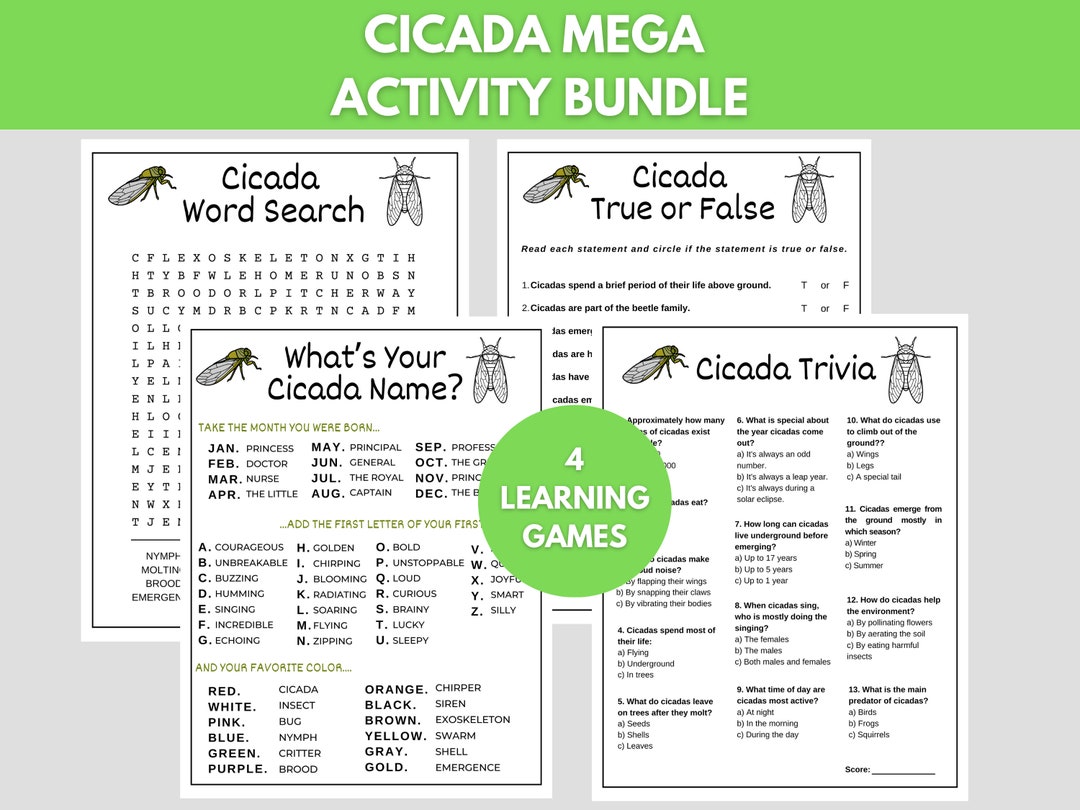 Cicada Activity Mega Bundle, Cicada Games, Cicada Trivia, Summer ...