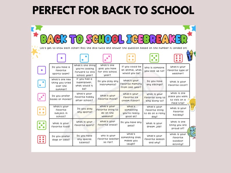 Back to School Icebreaker Activity, Classroom Icebreaker, Getting to ...