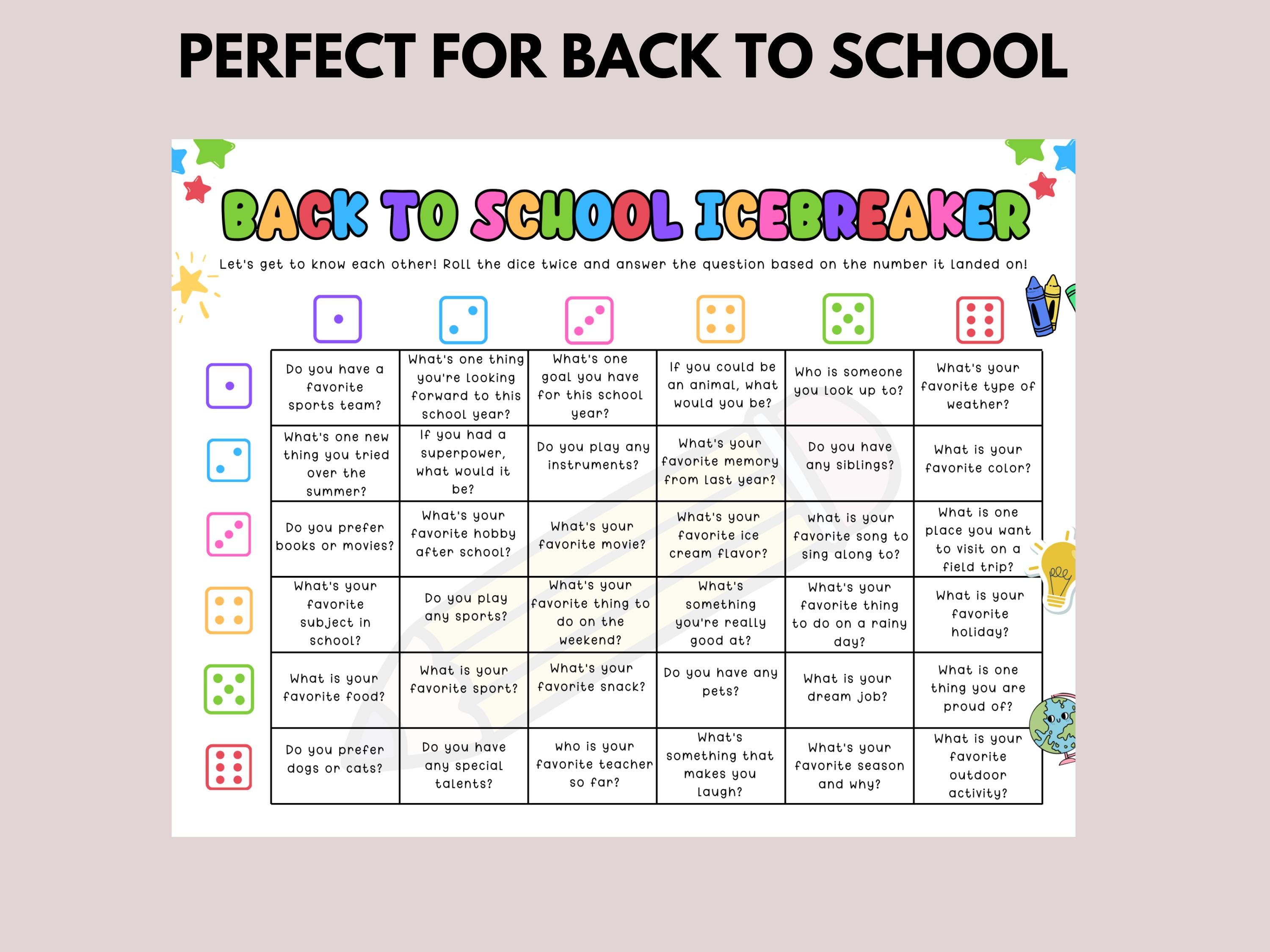 Back to School Icebreaker Activity, Classroom Icebreaker, Getting to ...