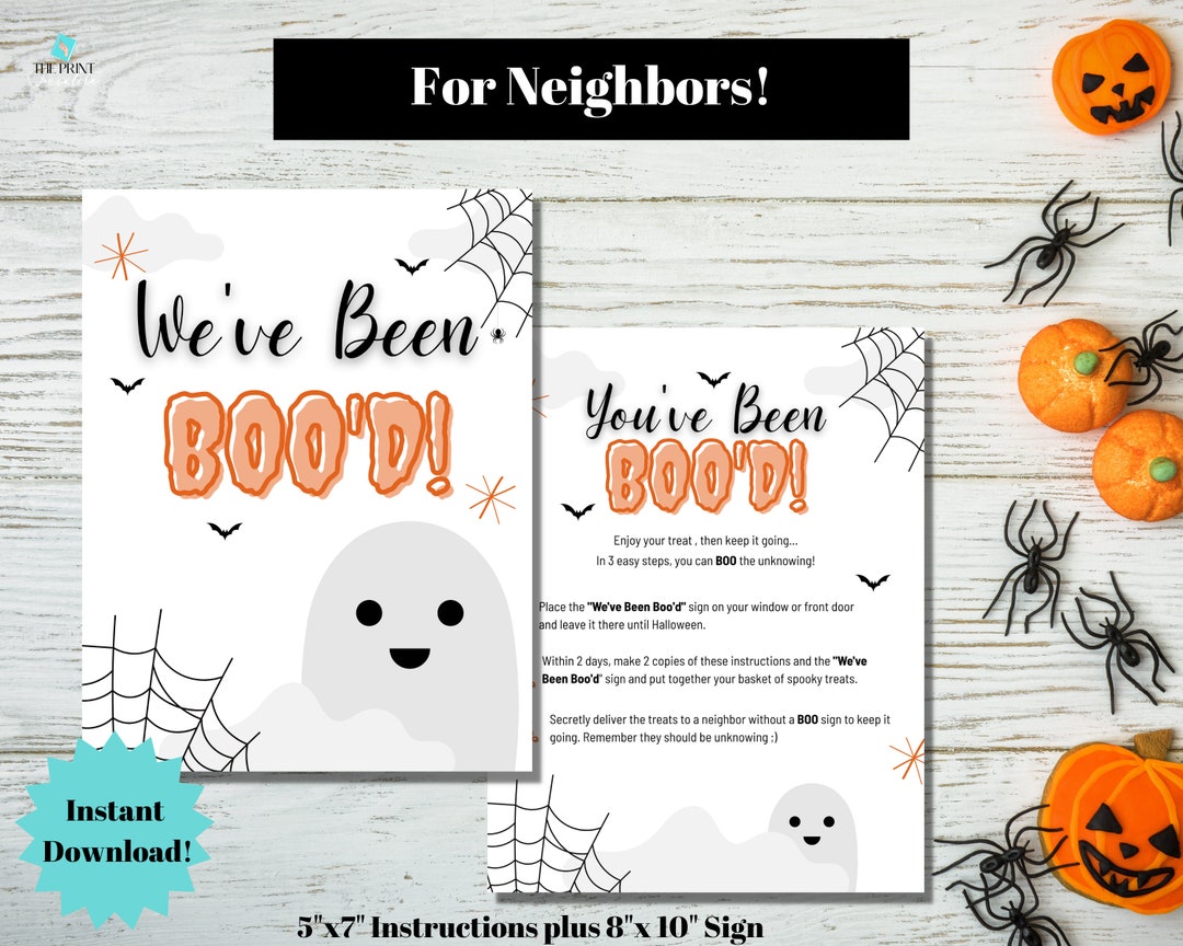 Neighbor You've Been Booed Sign, Halloween Neighborhood Game, Halloween ...